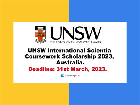 UNSW International Scientia Coursework Scholarship PUCA1025 2023