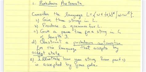 Solved 1 Pushdown Automata B Consider The Language L