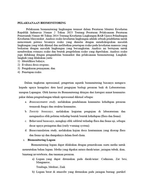 Pelaksanaan Biomonitoring Pdf