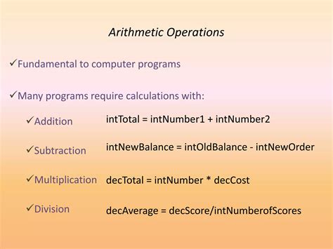 Variables In Arithmetic Operations PPT