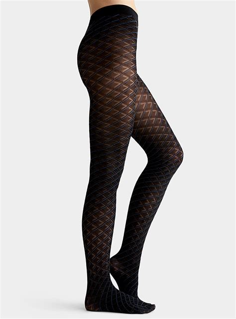 Blue And Brown Diamond Tights Simons Shop Womens Tights Online