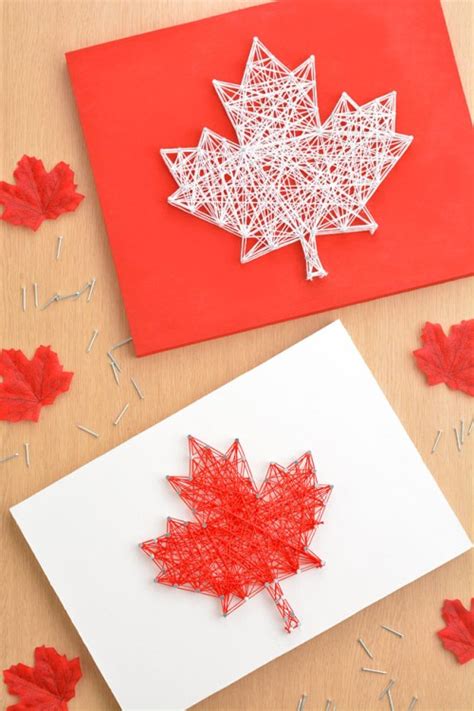 Maple Leaf String Art Easy String Art Craft For Canada Day