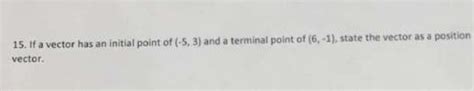 solved 15 if a vector has an initial point of 5 3 and a