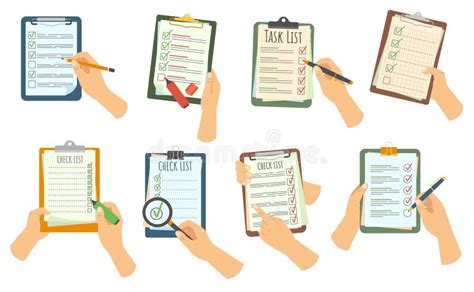 Hand Holding Checklist On Clipboard Task Inspection Or Requirements