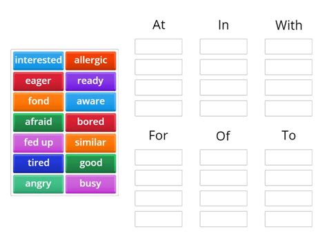 Adjective And Preposition Group Sort