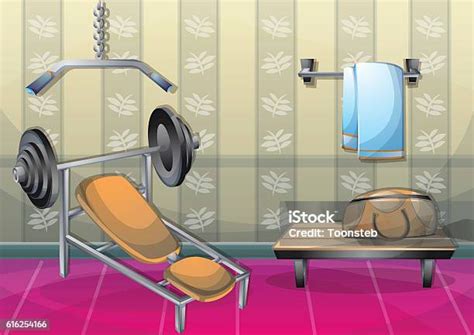 별도의 레이어가 있는 만화 벡터 일러스트 인테리어 피트니스룸 가정의 방에 대한 스톡 벡터 아트 및 기타 이미지 가정의 방 건강관리와 의술 건강한 생활방식 Istock
