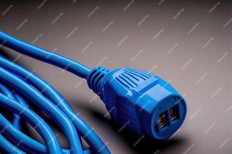Premium Ai Image A Blue Power Cord Is New Blank Backdrop With Copy