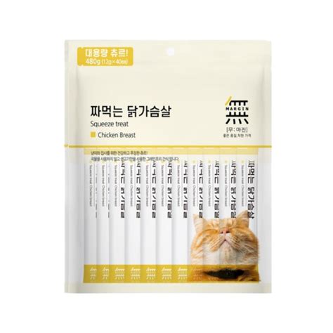 무마진 대용량 480g 바우와우 짜먹는 츄르 3가지맛 참치연어닭가슴살 12g X 40p 고양이 간식 티몬