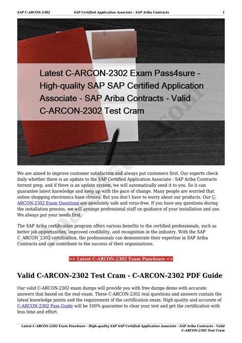 PPT Latest C ARCON 2302 Exam Pass4sure High Quality SAP SAP