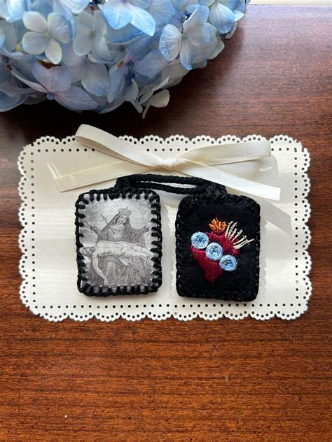 Vintage Inspired Black Scapular Of The Seven Sorrows Of Mary Etsy