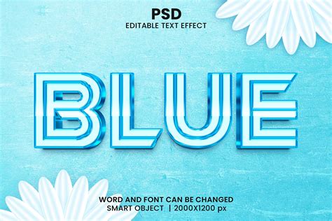 Artstation Blue Editable 3d Text Effect Layer Style Typography Psd Mockup Template For