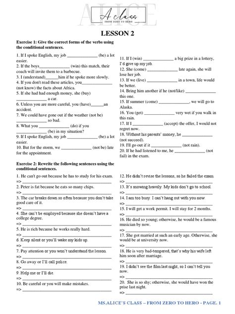 If Clause Exercise Pdf