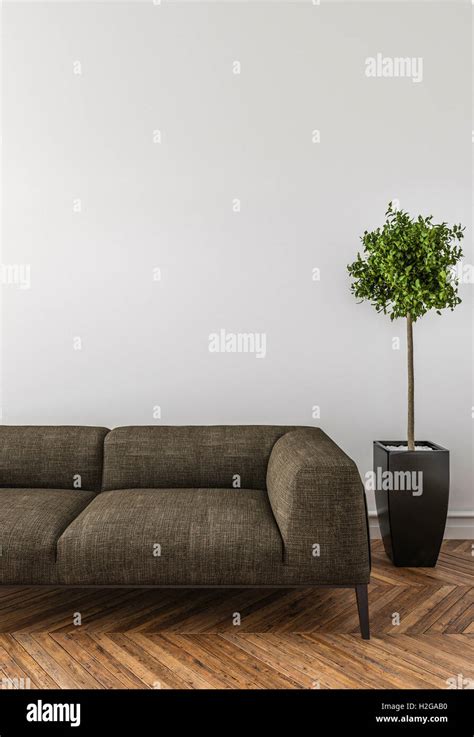 Put Your Creation On This Empty Area Parquet On The Floor Sofa And