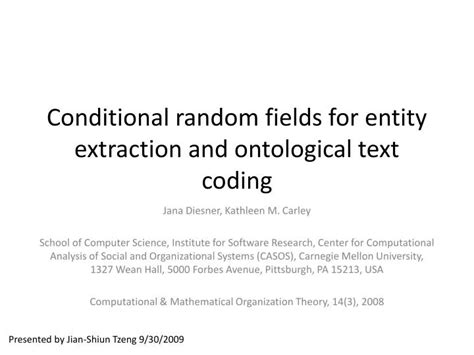 Ppt Conditional Random Fields For Entity Extraction And Ontological