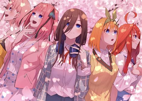 Twins Pink Hair Nakano Ichika Nakano Nino 5 Toubun No Hanayome