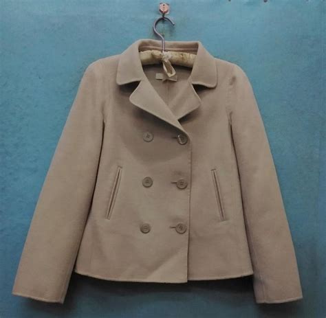 （公益商品）歐美品牌 S Maxmara 漂亮卡其米色系雙面羊毛呢外套 82 Wool 18 安哥拉毛 38號 Yahoo奇摩拍賣