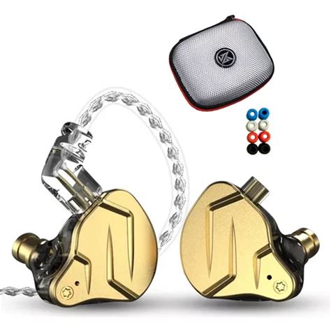 Fone De Ouvido In Ear KZ Intrauditivo ZSN Pro X Dourado E Cinza