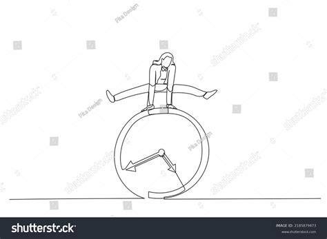 Cartoon Businesswoman Employee Worker Jump Over Stock Vector Royalty Free 2185879473