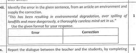 Identify The Error In The Given Sentence From An Article On Environment