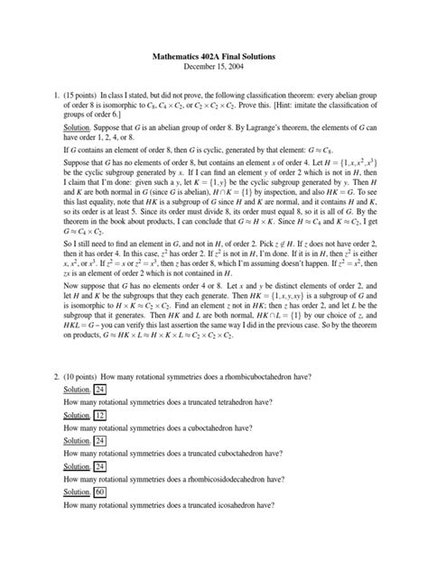 final sol pdf group mathematics algebra