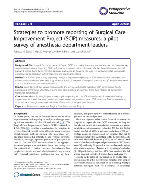 Pdf Strategies To Promote Reporting Of Surgical Care Improvement