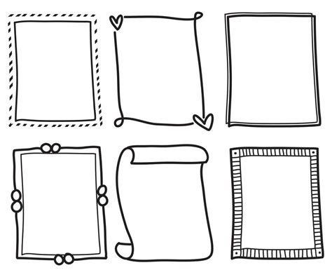 Hand Drawn Set Of Black And White Doodle Rectangle Frames 7382473 Vector Art At Vecteezy