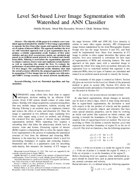 Pdf 04 Ieee Conf His Level Set Based Liver Image Segmentation With