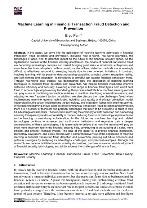 Pdf Machine Learning In Financial Transaction Fraud Detection And Prevention