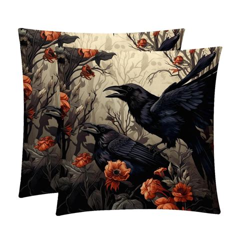 Crow Patterns For Home Decor Covers Available In 16x16 18x18 And