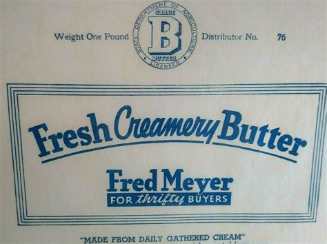 Butter Wrapper Fred Meyer Fresh Creamery Pound Label Original Circa