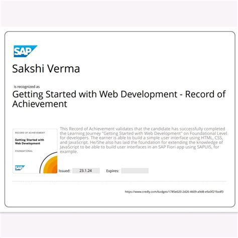 Sakshi Verma On Linkedin Completed The Foundational Level In The Field Of Development Gaining