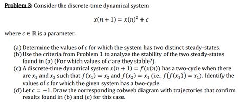 problem 3 consider the discrete time dynamical