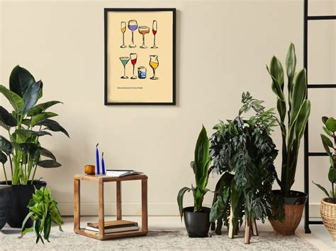 Fancy Glassware Illustration Poster Bright Wall Art Etsy