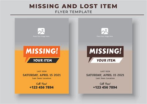 Missing And Lost Item Flyer Template Missing Poster Lost Pet Flyer