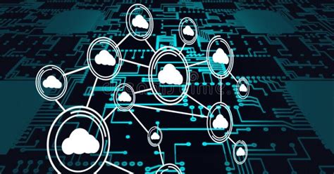 Composition Of Network Of Connections With Icons Over Computer Circuit Board Stock Illustration