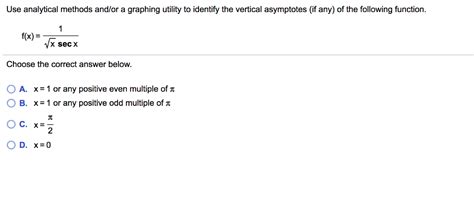 Solved Use Analytical Methods Andor A Graphing Utility To