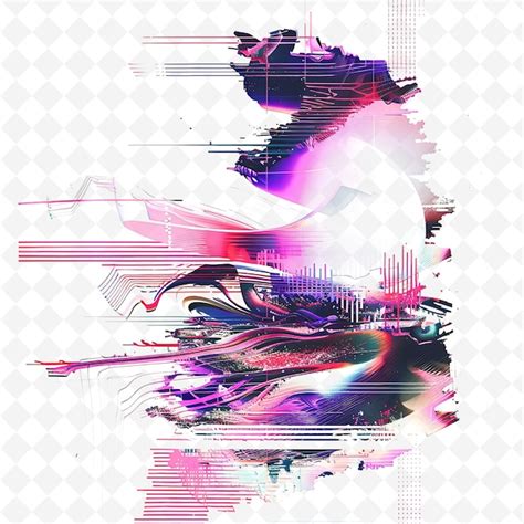 Png Glitch Newspaper With Distorted Graphics And Abstract Shapes