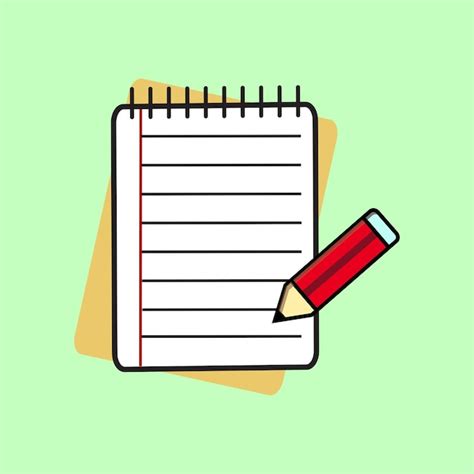 Cuaderno y lápiz aislados en el fondo ilustración vectorial de estilo plano papel blanco para