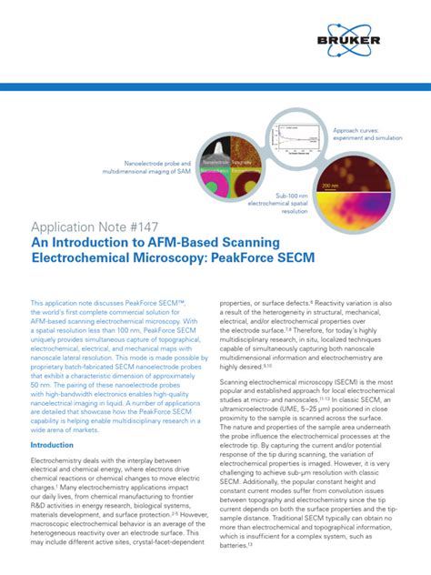 Peakforce Secm Appnote An147 Pdf Atomic Force Microscopy Electrochemistry
