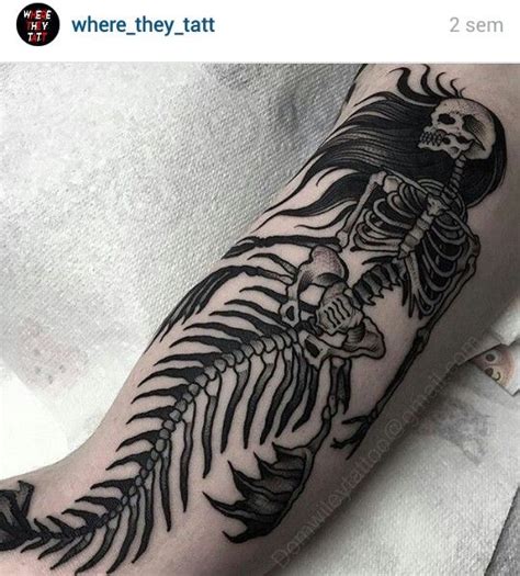 Mermaid Tattoo Skeleton Tatouage Dark Squelette Femme Sirène