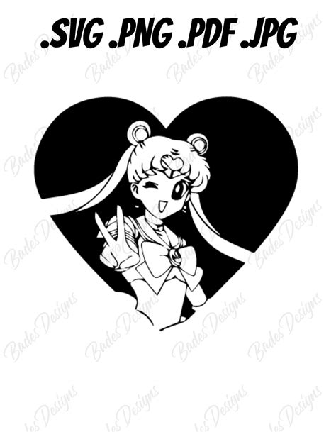 Sailor Moon Anime Heart SVG PNG Etsy