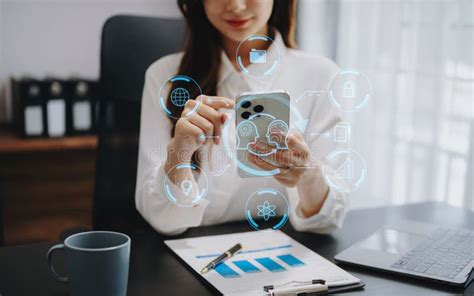 Woman Using Chatbot In Computer And Tablet Smart Intelligence Ai Chat With Ai Artificial