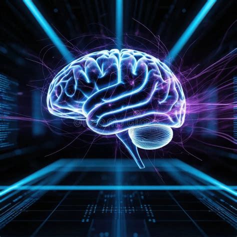 ai controlled holographic brain with neural connections stock