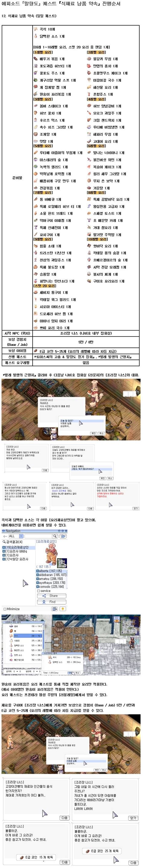 라그나로크 인벤 에피소드 말랑도 ~ 식재료 납품 약속 ~ 라그나로크 인벤 팁과노하우 게시판