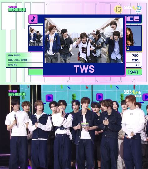 투어스tws ‘마음 따라 뛰는 건 멋지지 않아로 음악방송 첫 1위