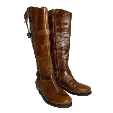 Matisse Brown Leather Distressed Knee Boots Size 6 5 Gem