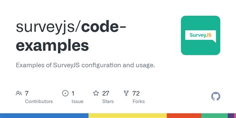 github surveyjs code examples examples of surveyjs configuration and