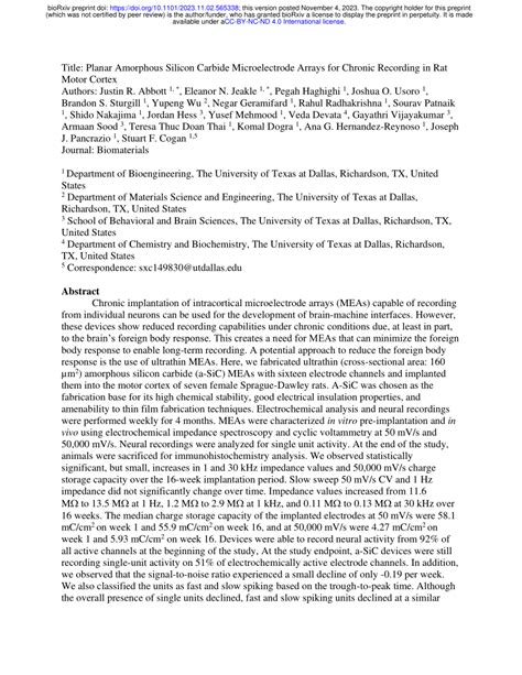 pdf planar amorphous silicon carbide microelectrode arrays for