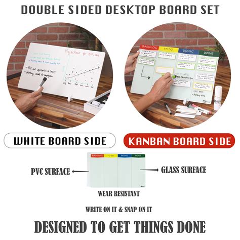 Double Sided Desktop Kanban Board And Desktop Whiteboard Full Toolset Reusable Kanban Cards