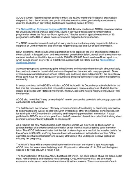 New Acog Guidelines Prenatal Testing Pdf